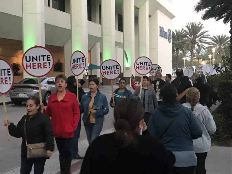Anaheim Resort Hotel Workers Stage Picket Protests for $25 Hourly Wage ...